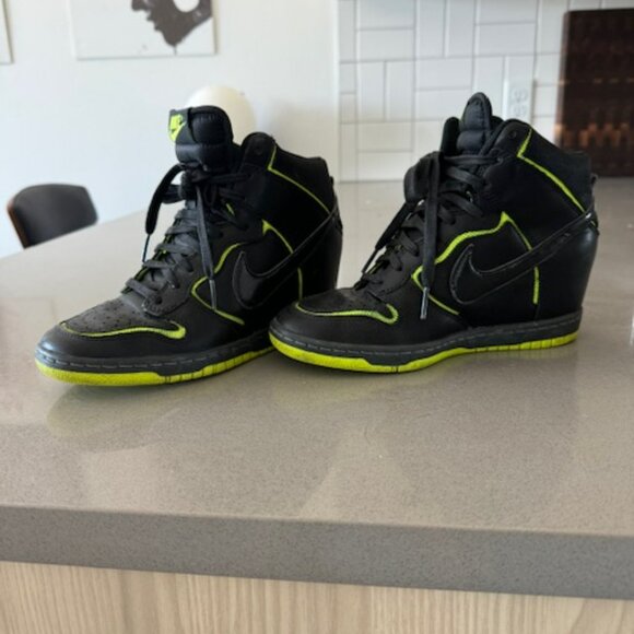Nike | Shoes | Nike Dunk Sky High Cut Out Premium Black Volt Green ...